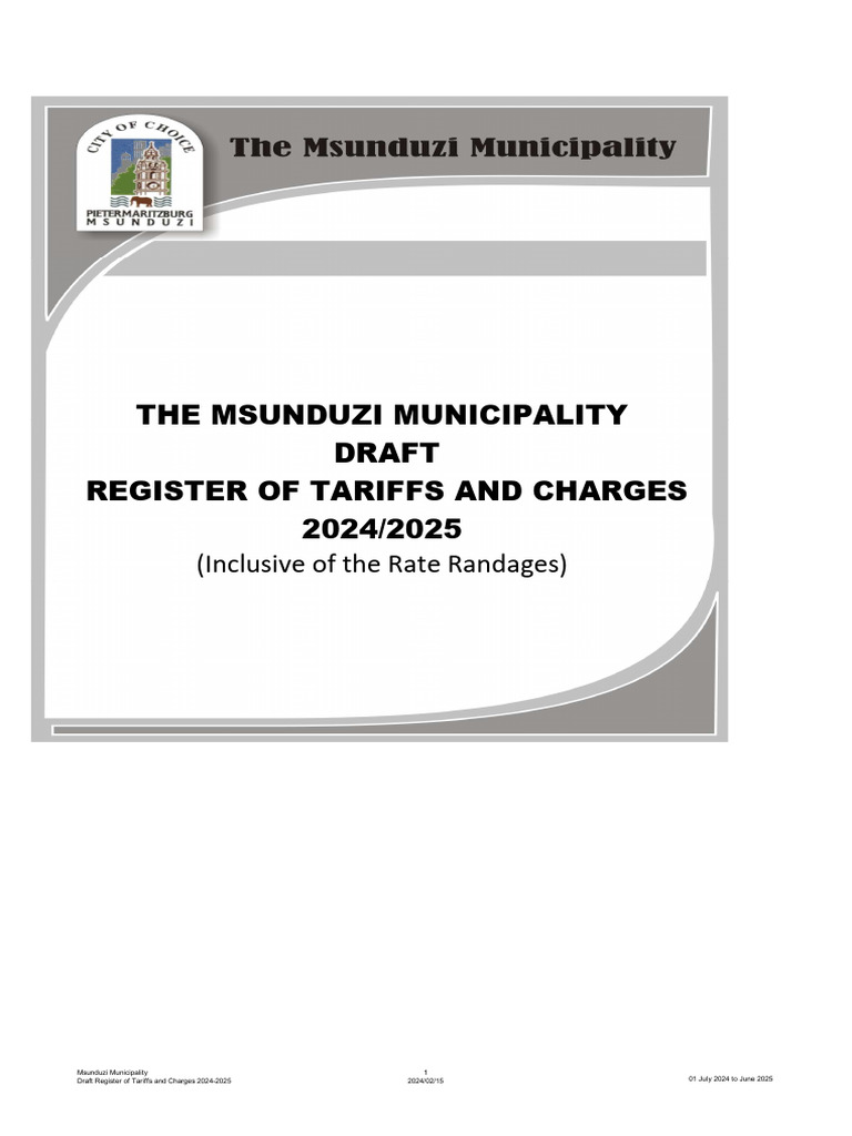 Draft Register of Tariffs and Charges - 2024-2025 - 240216 - 075850 ...