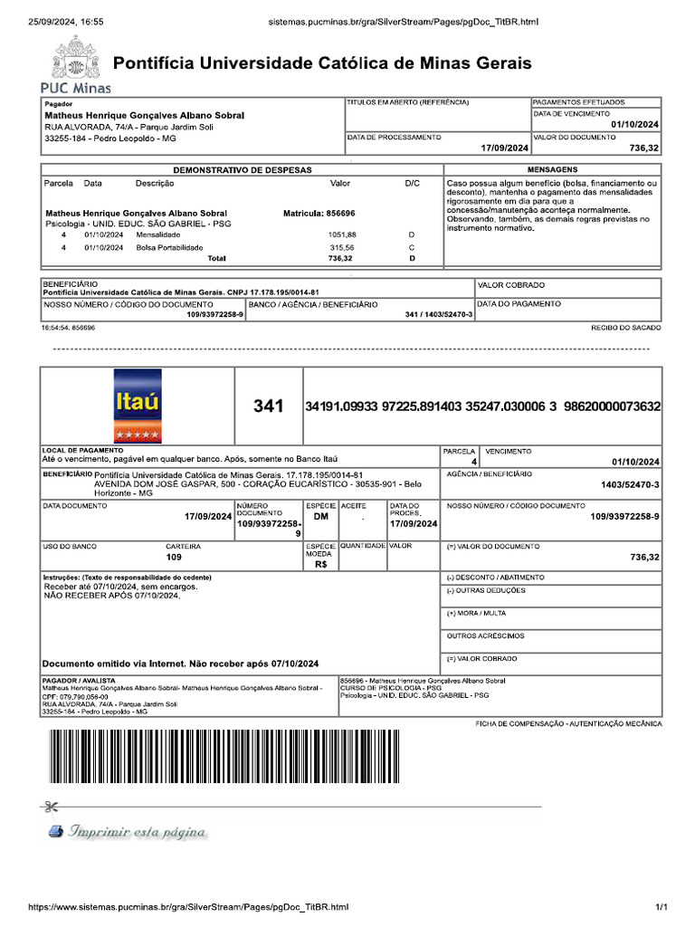 Boleto Puc 01.10 | PDF