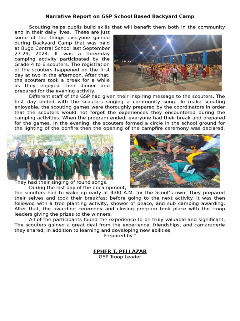 Narrative Backyard Camp | PDF