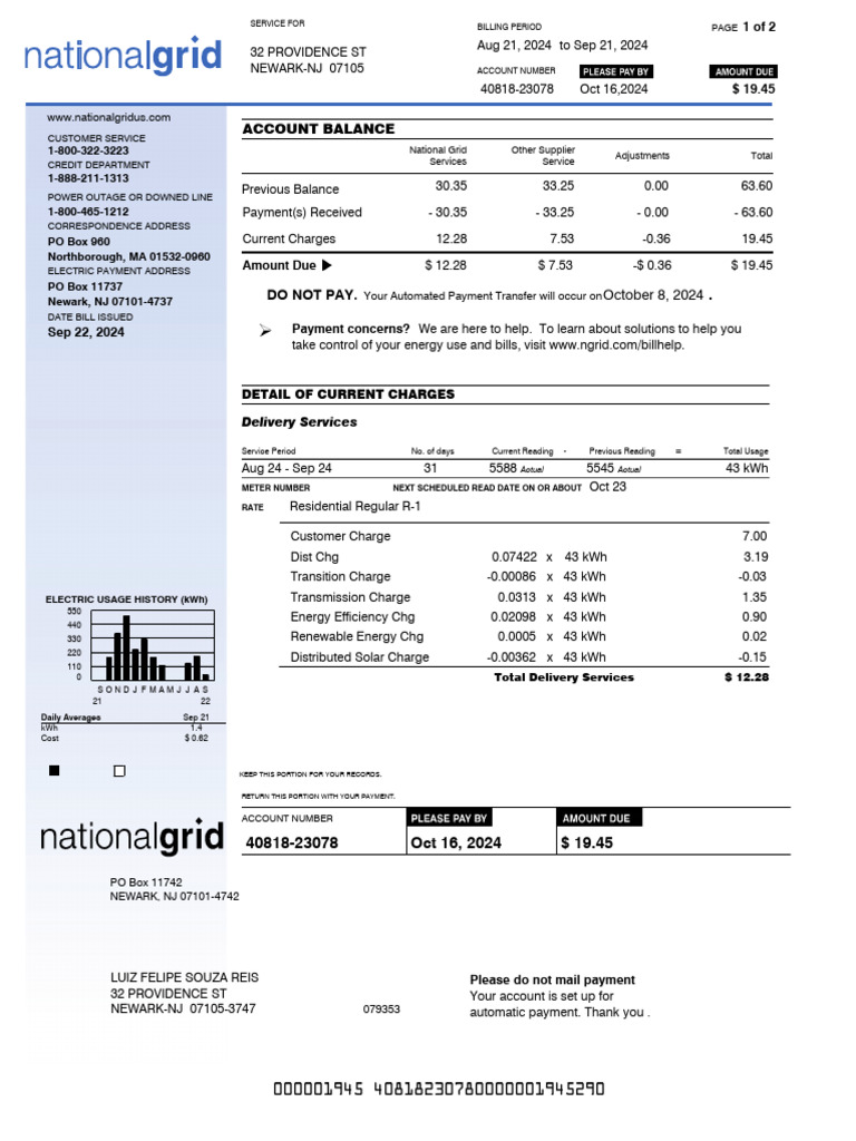 New Jersey Electric Bill Sample | PDF | Electrical Grid | Renewable ...