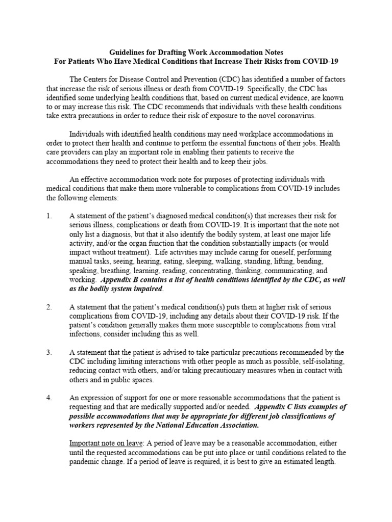 COVID-19 Work Accommodation Guidelines | PDF | Respiratory Diseases ...