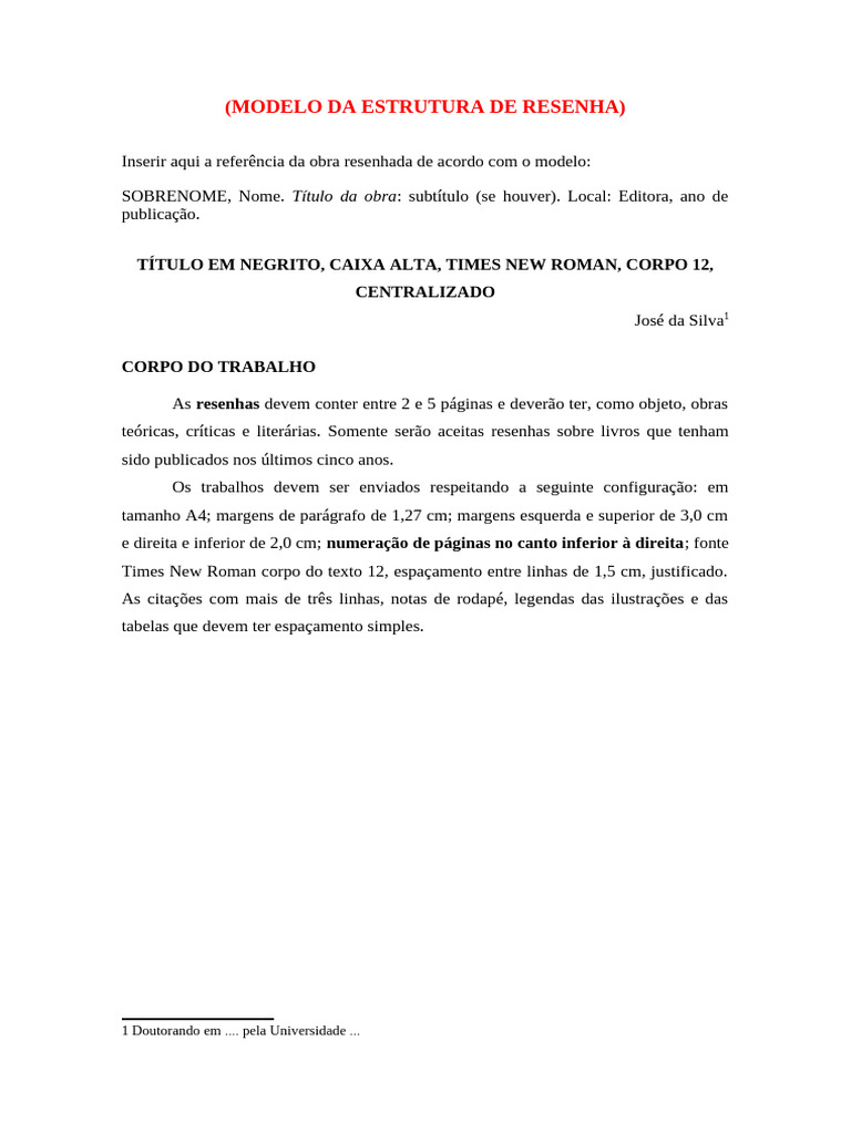 Modelo de Resenha | PDF | Clássicos