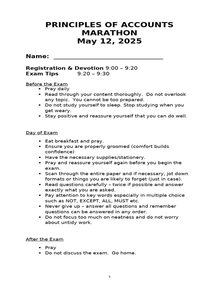 POA_Marathon_Worksheet_2025 | PDF | Debits And Credits | Banks