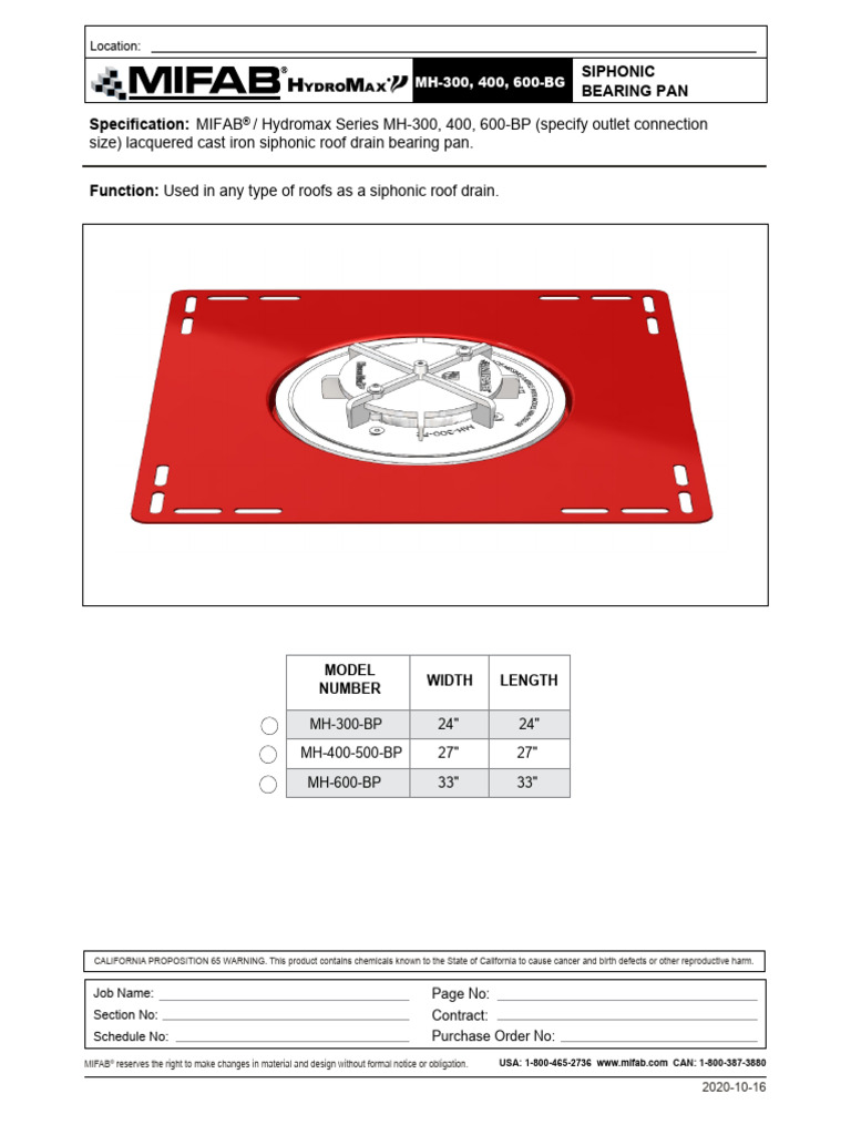 MH-300-400-600-BP - Spec Sheet | PDF