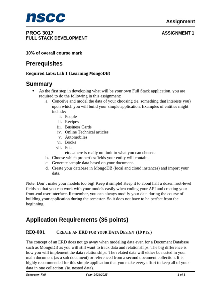 PROG3017 FullStack Assignment1 | PDF | Databases | Mongo Db