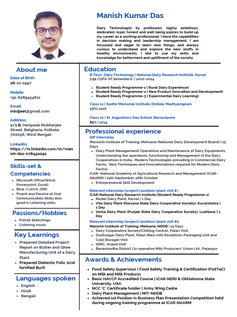 Placement CVResume Template | PDF | Dairy