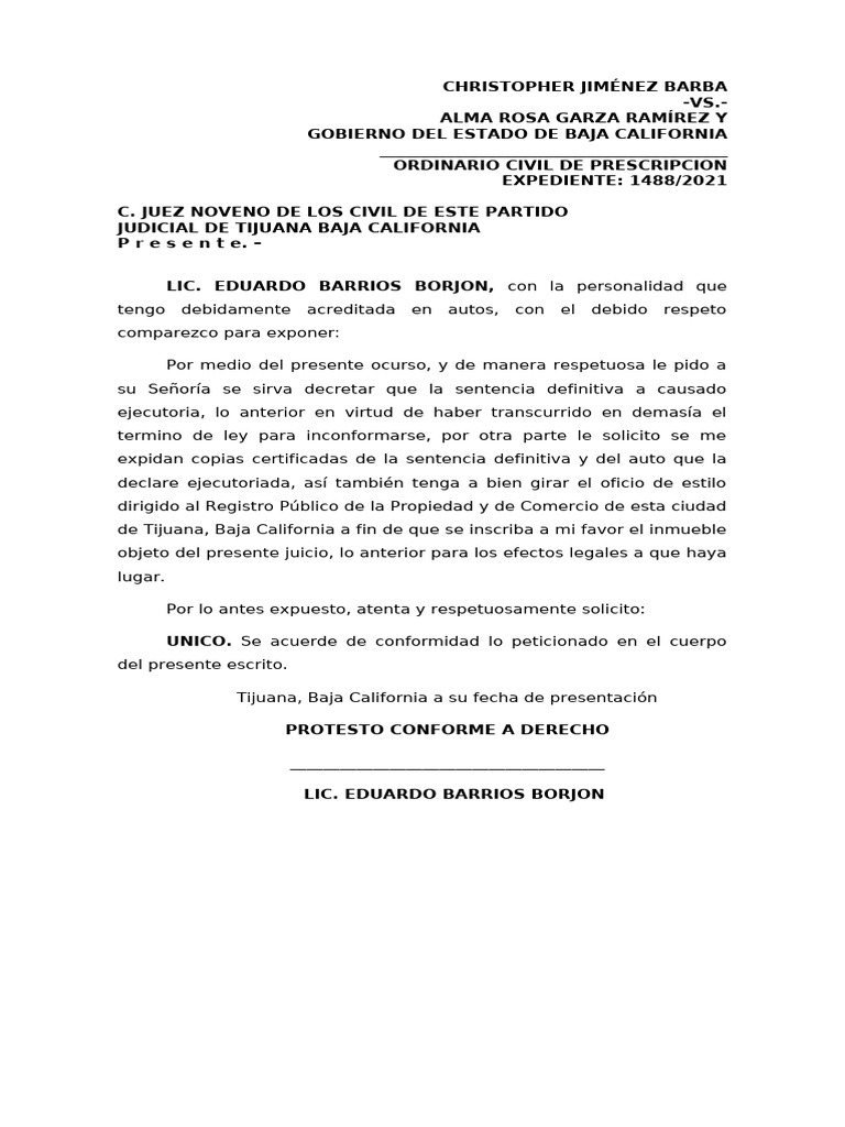 Cause Ejecutoria Christopher Jimenez Barba | PDF