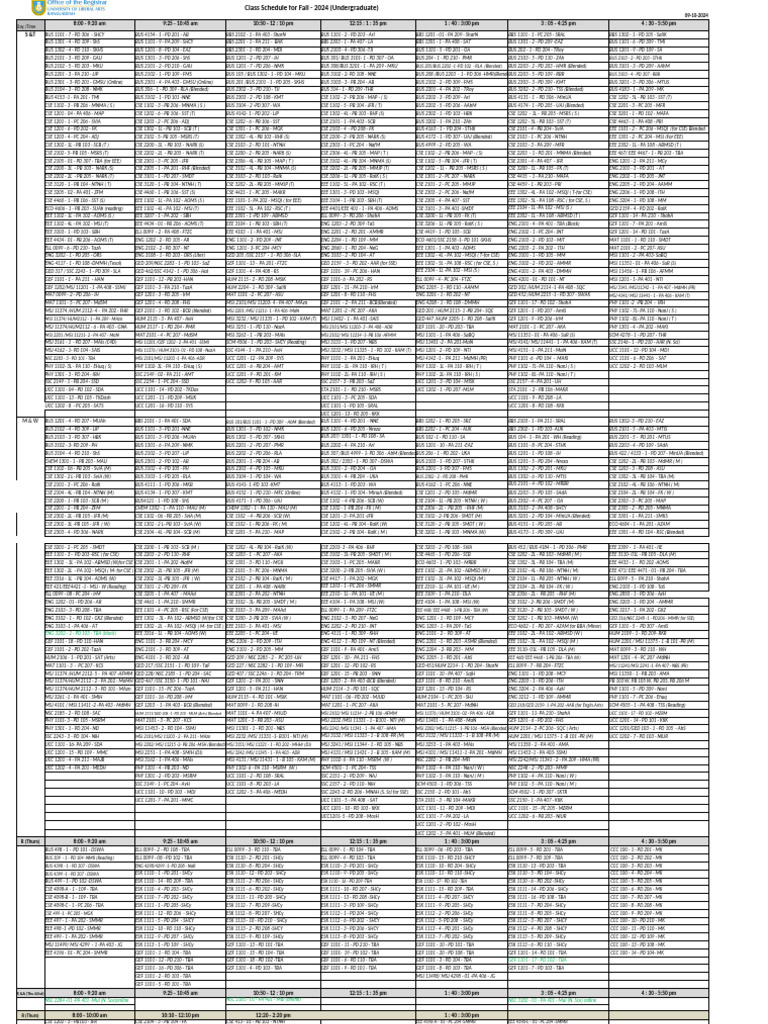 Class Routine Fall 2024 (UG) | PDF | Bangladesh