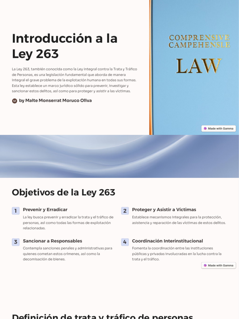 Ley 263: Lucha Integral contra la Trata | PDF | Trata de personas ...
