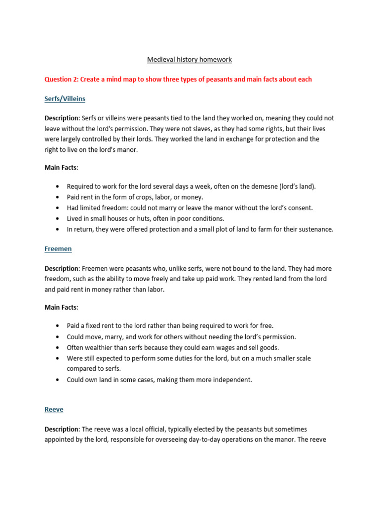 Medieval History Homework | PDF | Serfdom | Economies