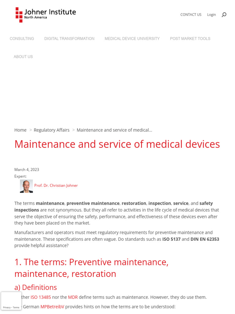Medical Device Maintenance Guide | PDF | Medical Device | Standardization