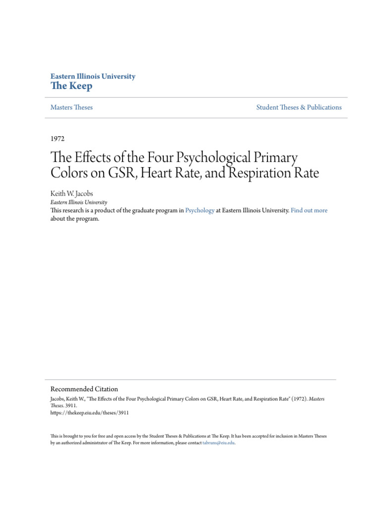 The Effects of The Four Psychological Primary Colors On GSR Hear | PDF ...