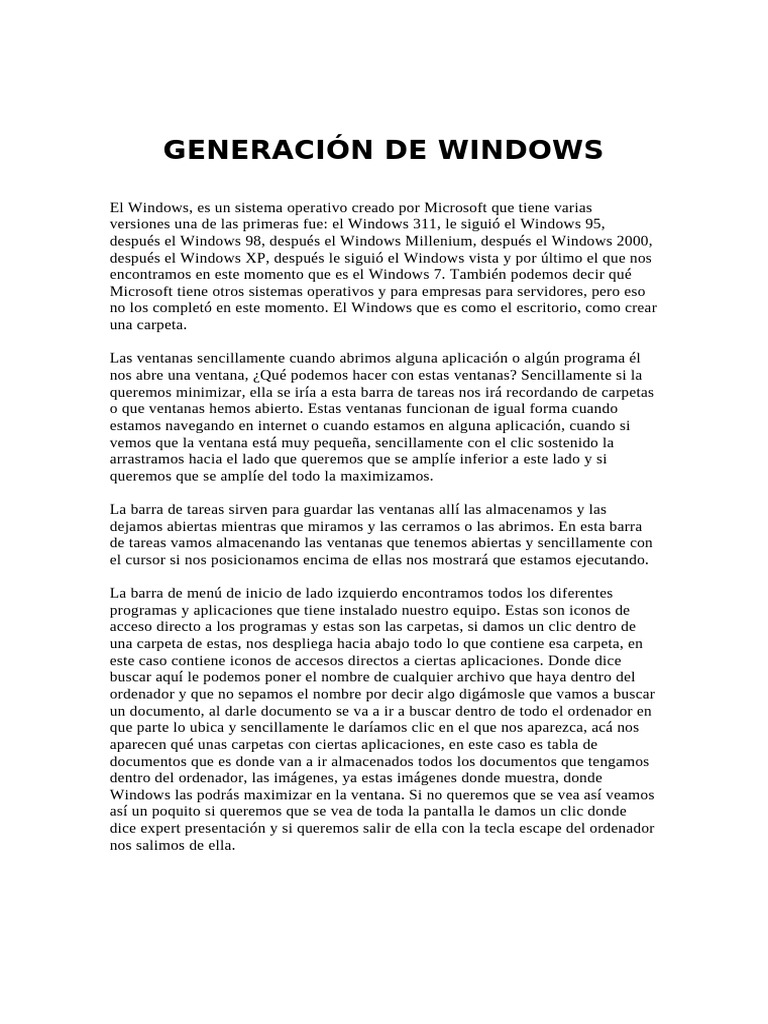 Generaciones de Windows | PDF | Microsoft Windows | Informática