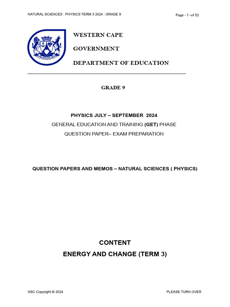 Physics Grade 9 Booklet | PDF | Force | Series And Parallel Circuits