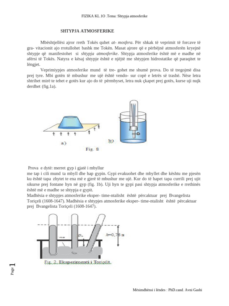 Shtypja Atmosferike Fizika Kl.10 Java e IV | PDF