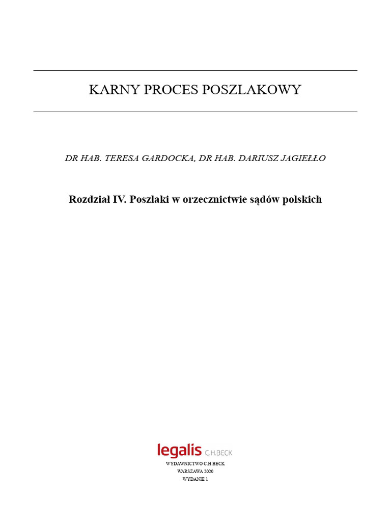 Karny Proces Poszlakowy DR Hab Teresa Gardocka DR Hab Dariusz Jagiełło | PDF