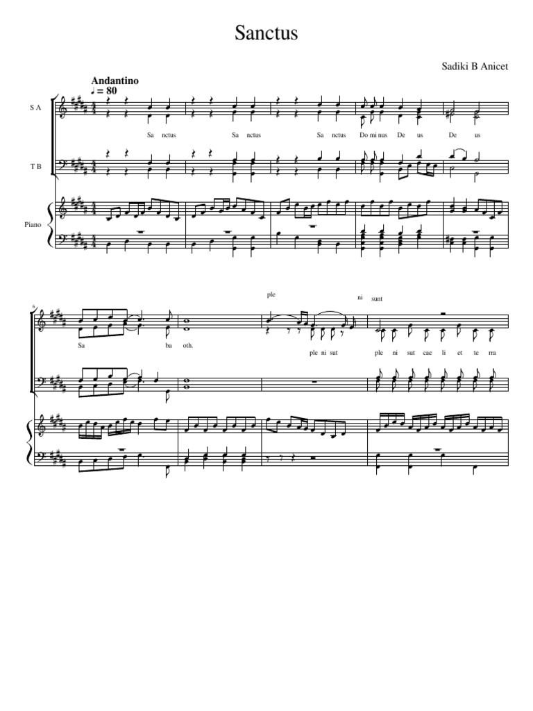 Sanctus by Sadiki B Anicet Sheet Music | PDF | Mass (Liturgy)