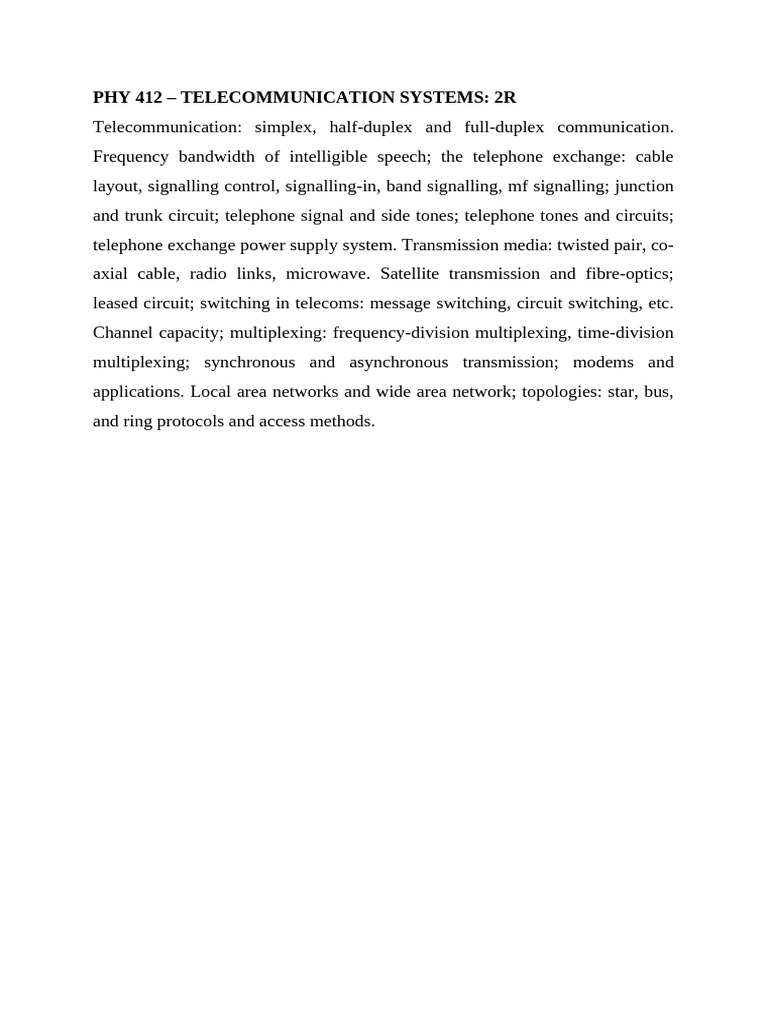 PHY 412 Telecomunications | PDF | Computers