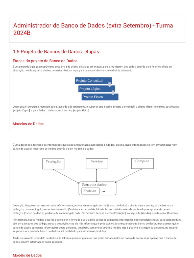 ABDSet2024B - 1.5 Projeto de Bancos de Dados - Etapas | PDF | Bancos de dados | Base de dados ...