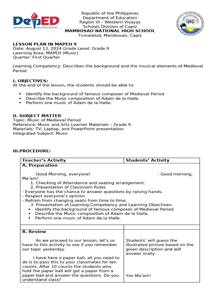 Medieval Period Detailed Lesson Plan Day 2 | PDF | Poetry