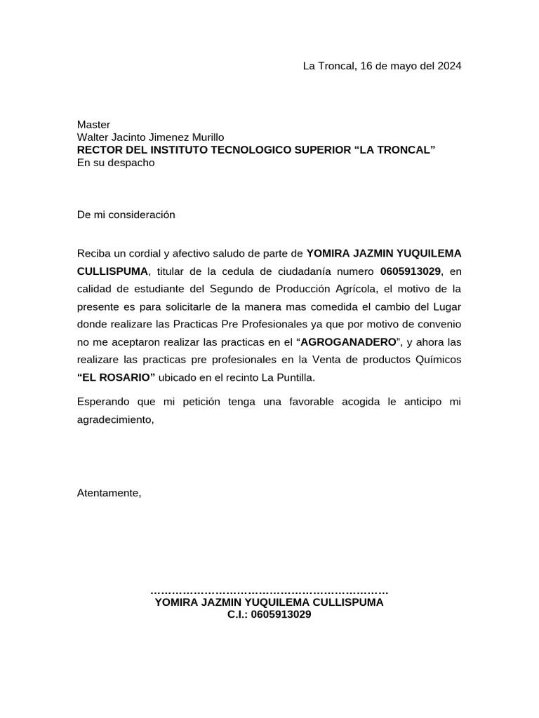 Oficio Rector La Troncal | PDF