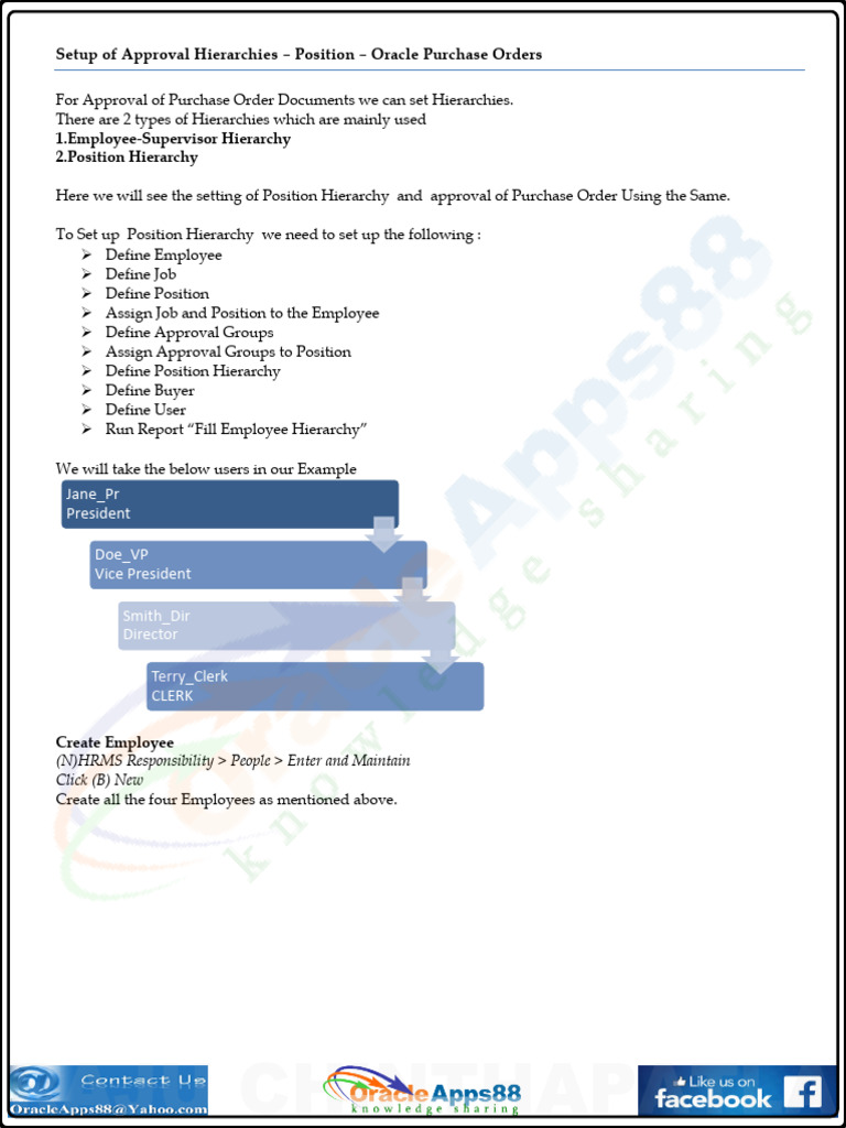 PO AME - Setup of Approval Hierarchies – Position | PDF | Computing | Software
