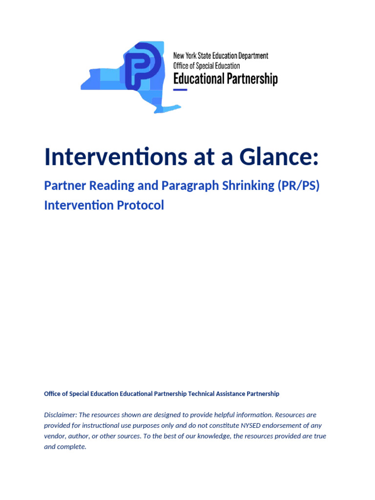 Partner Reading and Paragraph Shrinking Guide | PDF | Reading ...