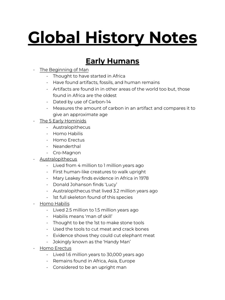 Global History 1 Notes | PDF | Homo | Julius Caesar