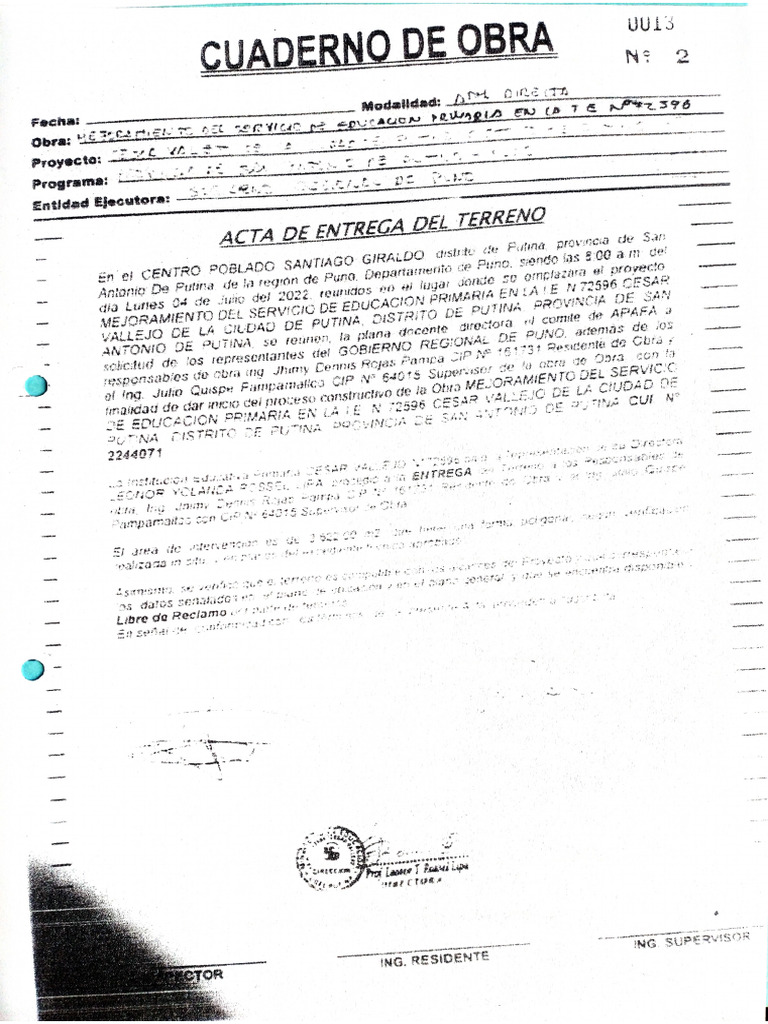 Actas de Obra-1 | PDF