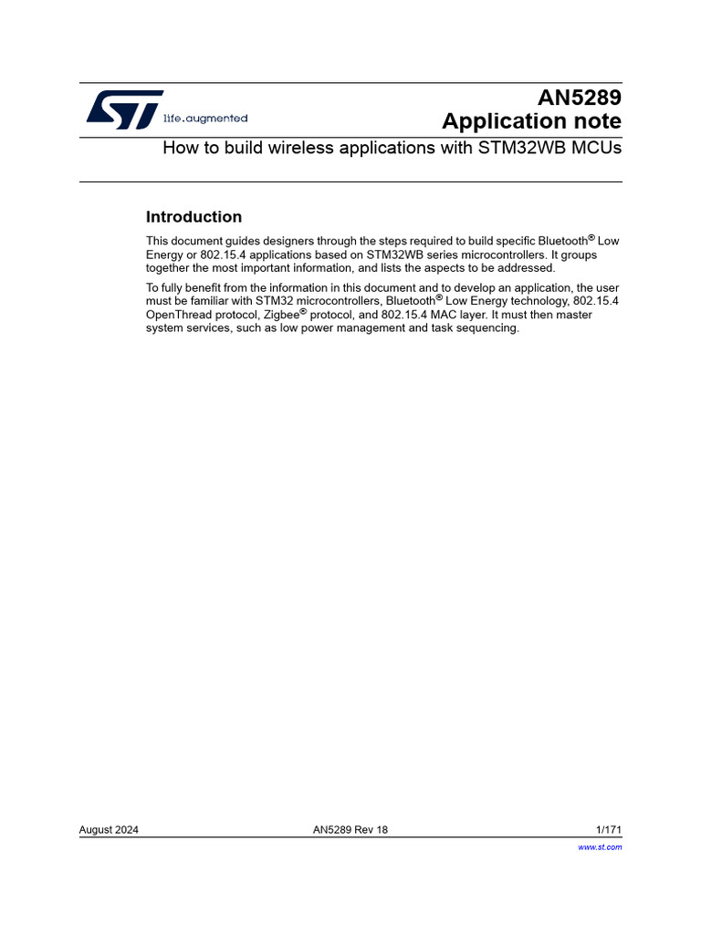 An5289 How To Build Wireless Applications With Stm32wb Mcus Stmicroelectronics Pdf Bluetooth 