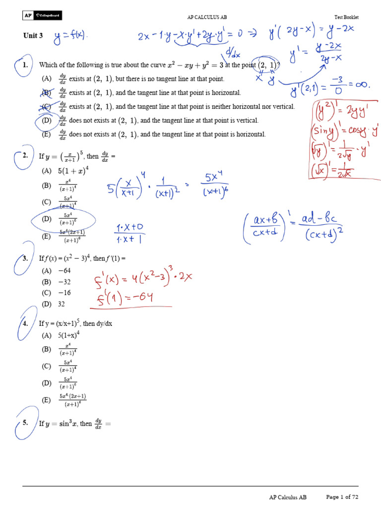 Derivative Practice 2 | PDF | Function (Mathematics) | Derivative