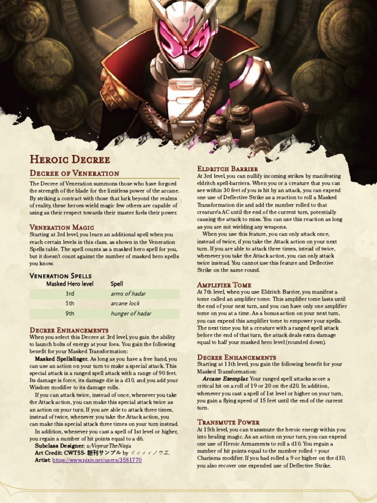 D&D Homebrew Archetype - Decree of Veneration | PDF | Role Playing Games