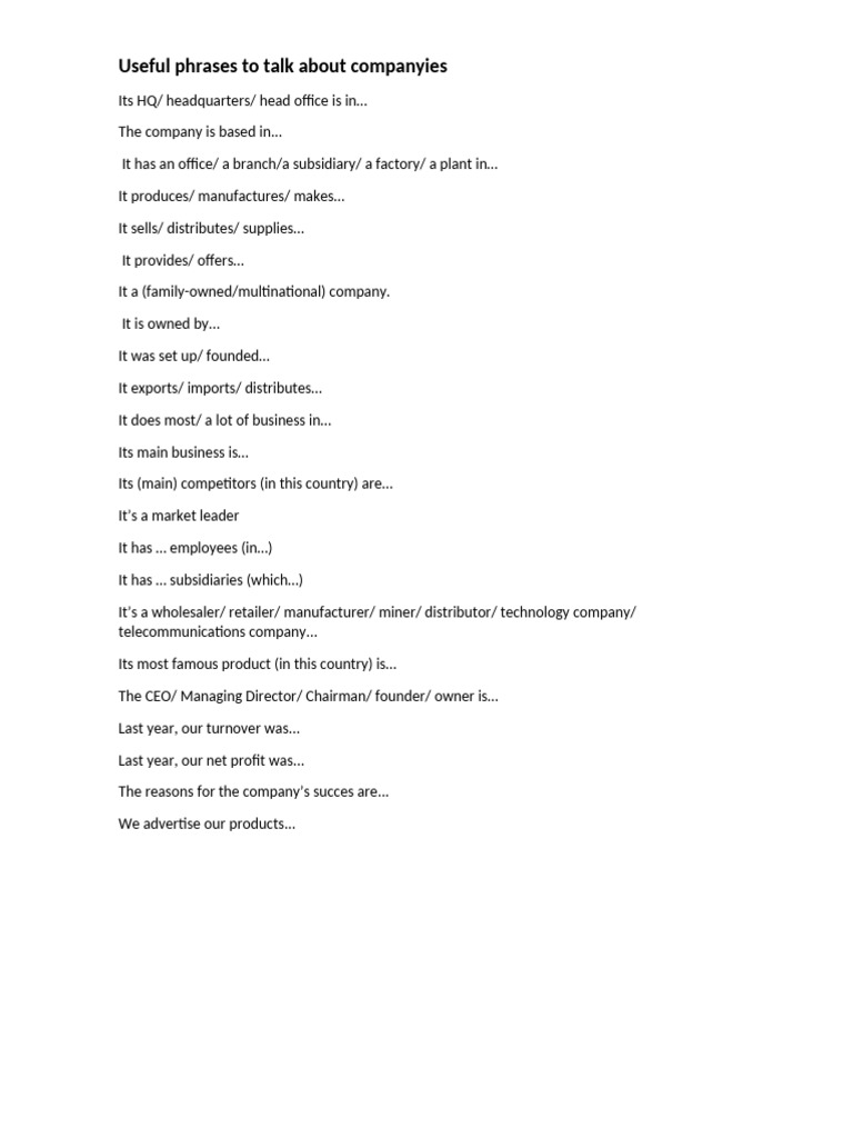 Essential Business Phrases for Companies | PDF | Career & Growth