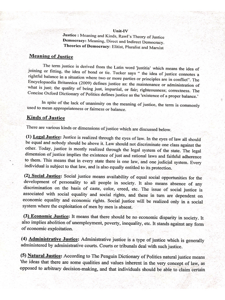 Major-1 Pol. SC Unit-IV | PDF