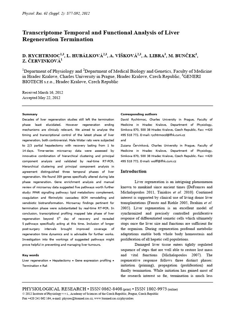 Transcriptome Temporal and Functional Analysis of Liver | PDF | Real ...