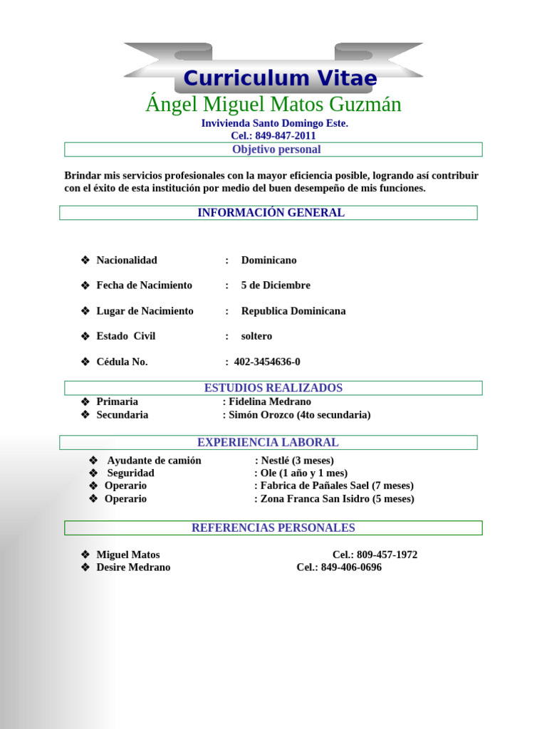 Curriculum Vitae de Ángel Matos Guzmán | PDF | Salud y bienestar