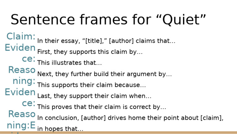 Sentence Frames For "Quiet" | PDF
