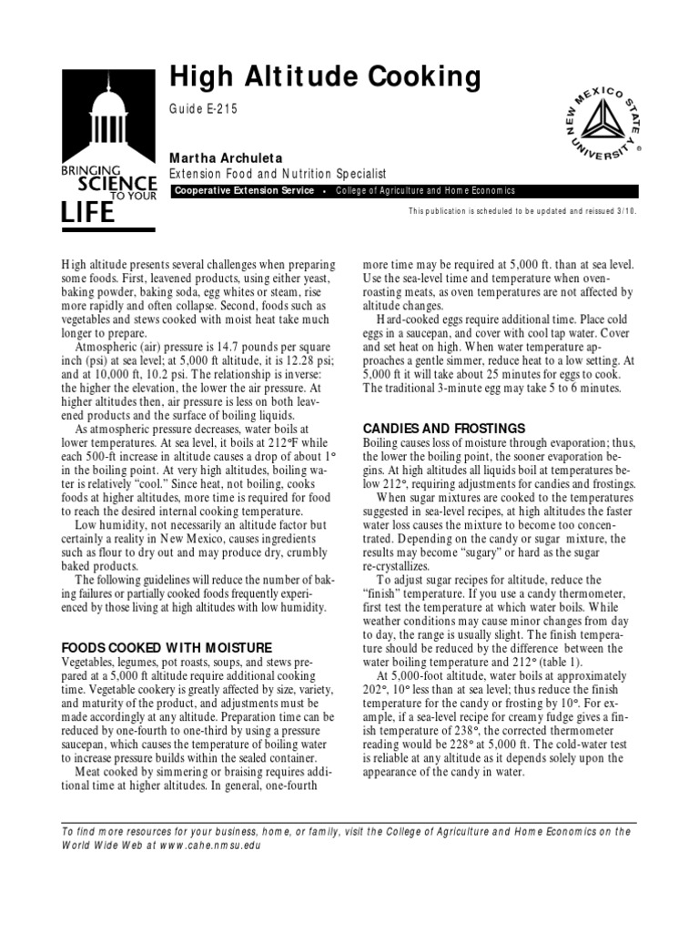 Cooking at High Altitude | PDF | Breads | Cakes