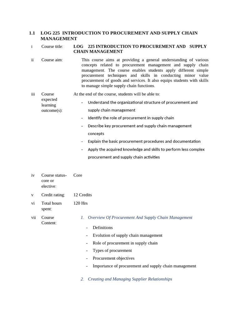 1.1log 225 Introduction To Procurement and Supply Chain Management ...