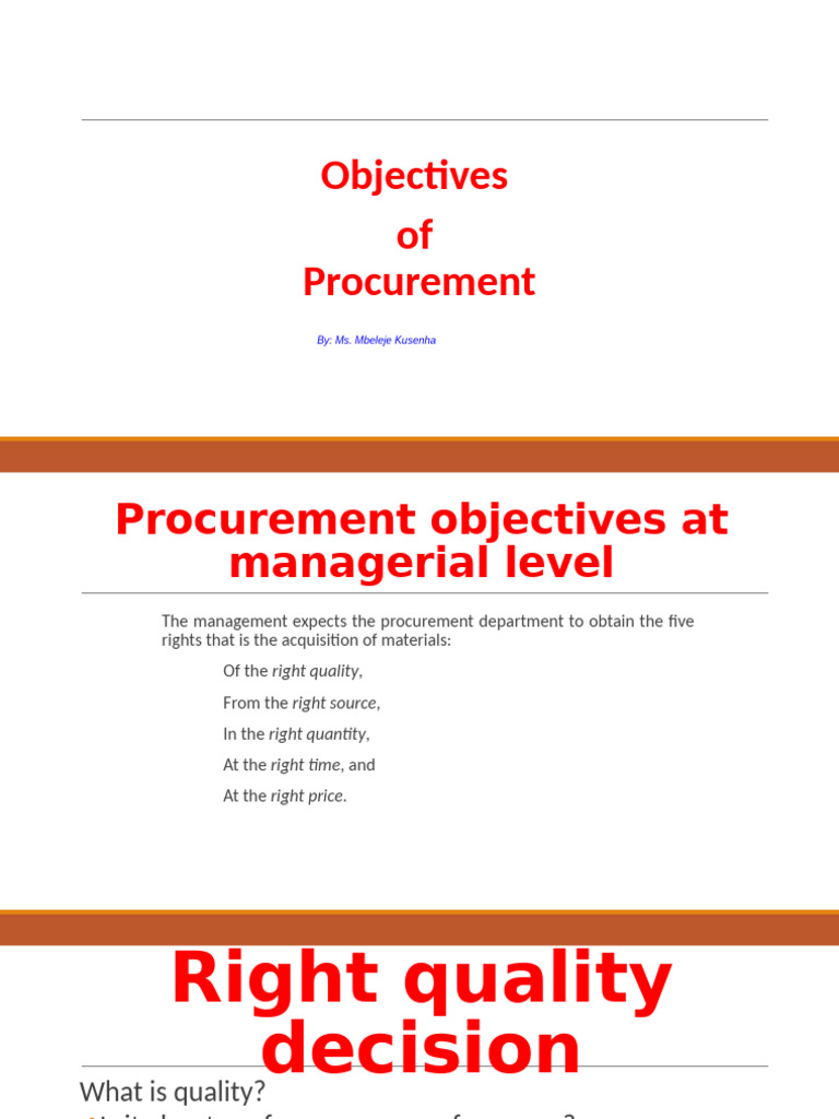 4.objectives of Procurement | PDF | Prices | Pricing