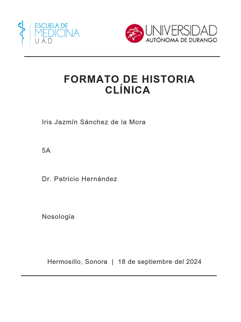 Formato de historia clinica-2 | PDF | Enfermedades y trastornos | Medicina CLINICA