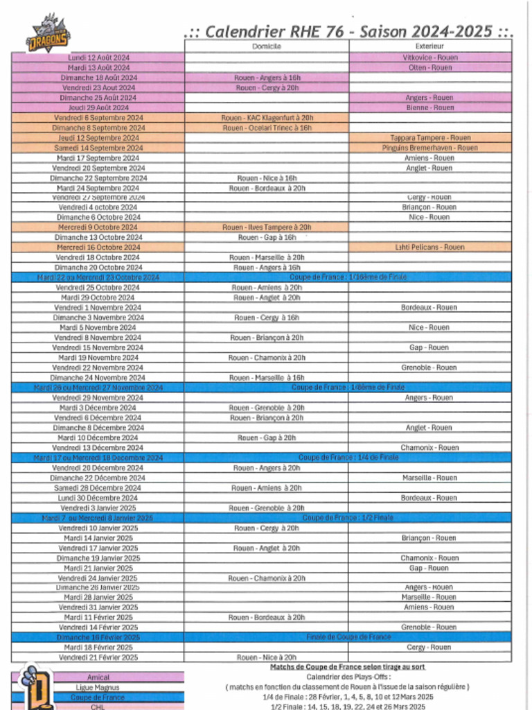 Calendrier 2425 | PDF