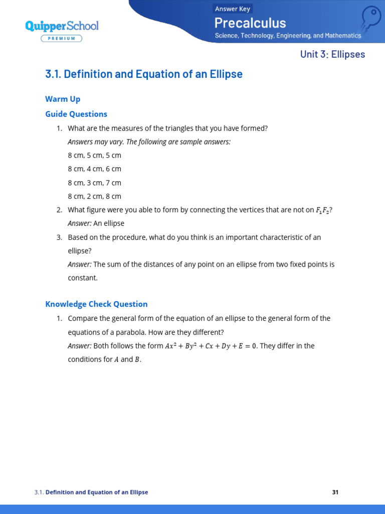 Key Ellipse | PDF | Ellipse | Mathematical Objects