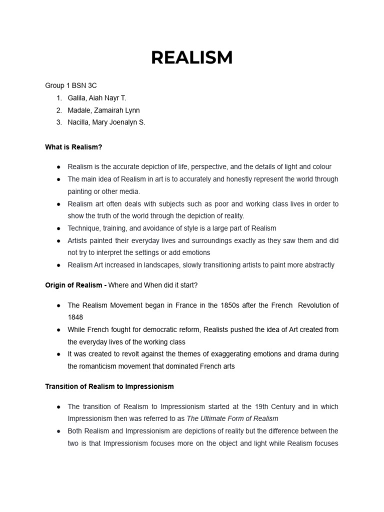 REALISM | PDF | Realism (Arts) | Art Movements