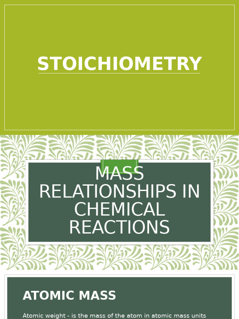 Stoichiometry Chemical Reactions | PDF | Mole (Unit) | Atoms