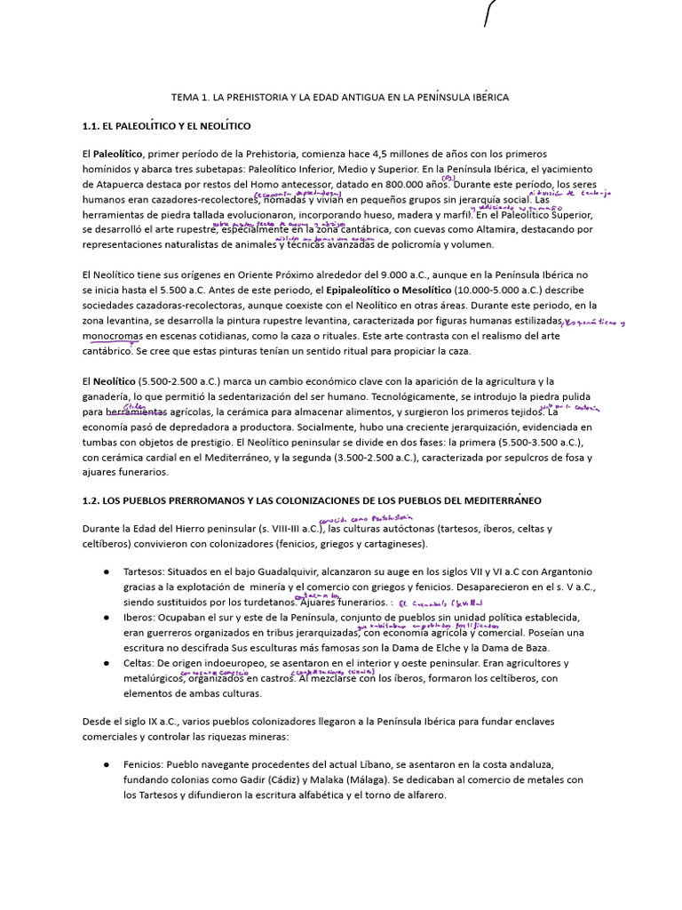 TEMA 1 RESUMEN -2 | PDF | Neolítico