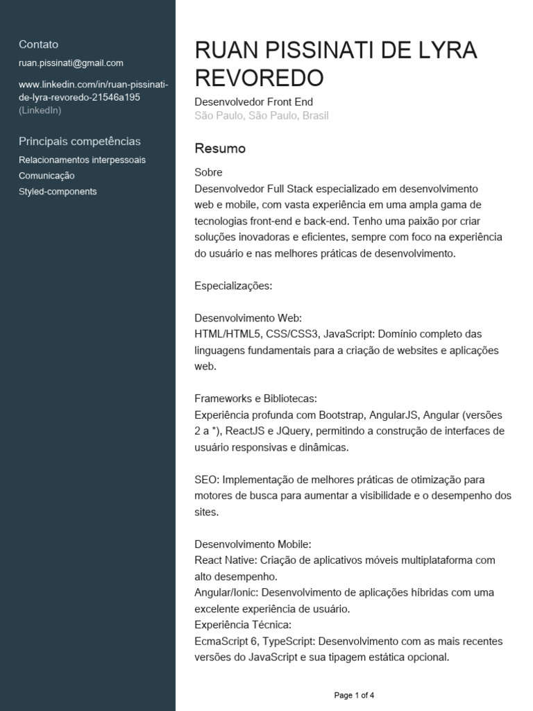 Modelo Linkedin Curriculo | PDF | Script Java | Aplicativo para celular