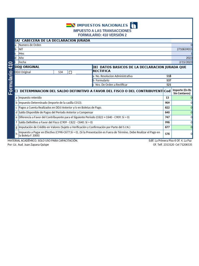 05 FORM 410.v2 IT | PDF | Pagos | Impuestos