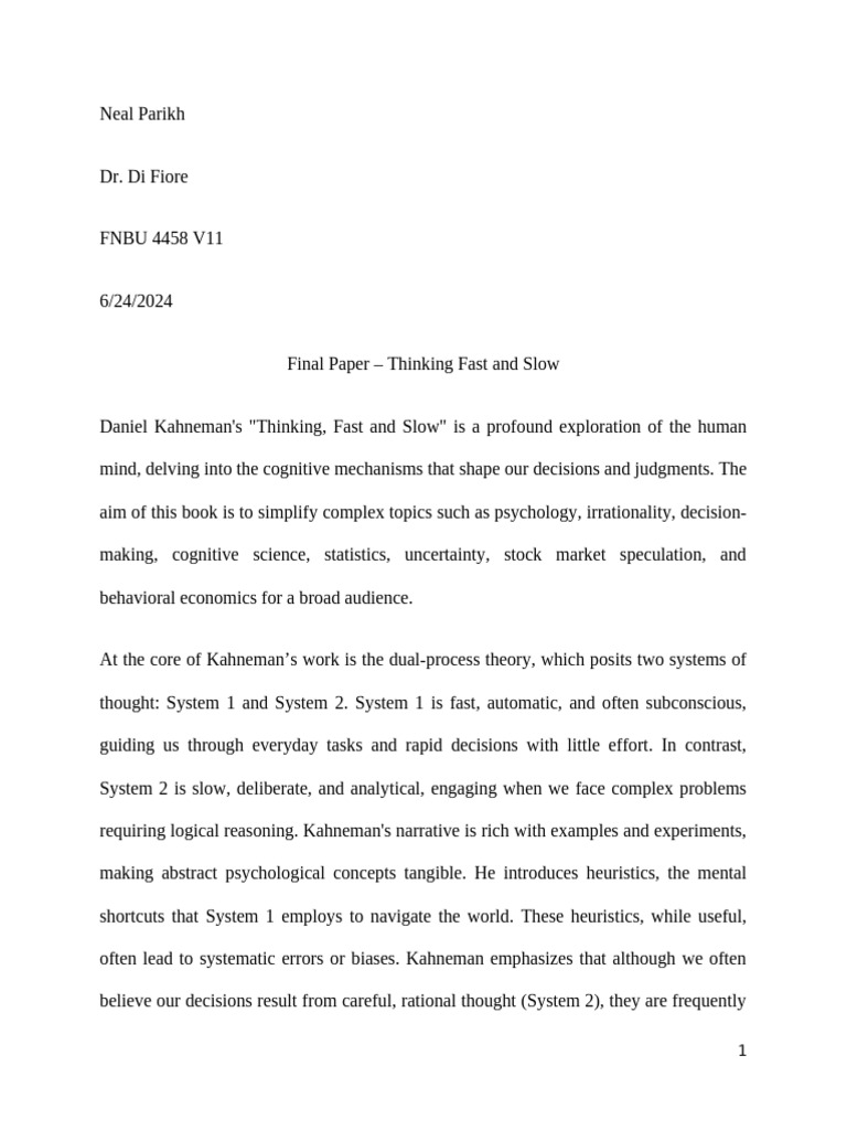 Behavioral Finance Final Paper | PDF | Behavioral Economics | Heuristic