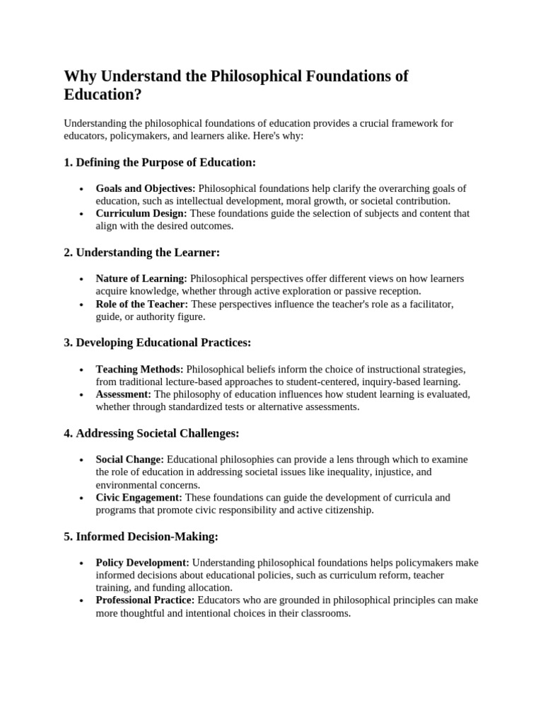 Why Understand The Philosophical Foundations of Education | PDF ...